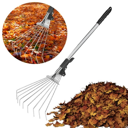 Colaxi Garden Leaf Rake Retractable Handle Rake 9 Teeth Lightweight ...