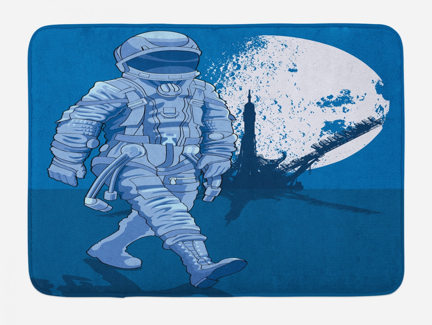 Astronaut Bath Mat, Astronaut Proudly Walks Moon in Backdrop Walk on ...