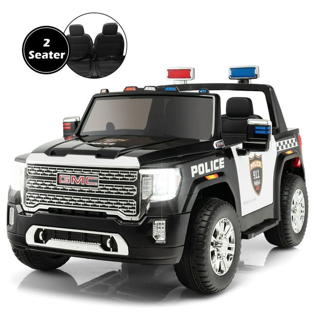 Costway 12V Licensed GMC Kids Ride On Police Car 2-Seater Truck w ...