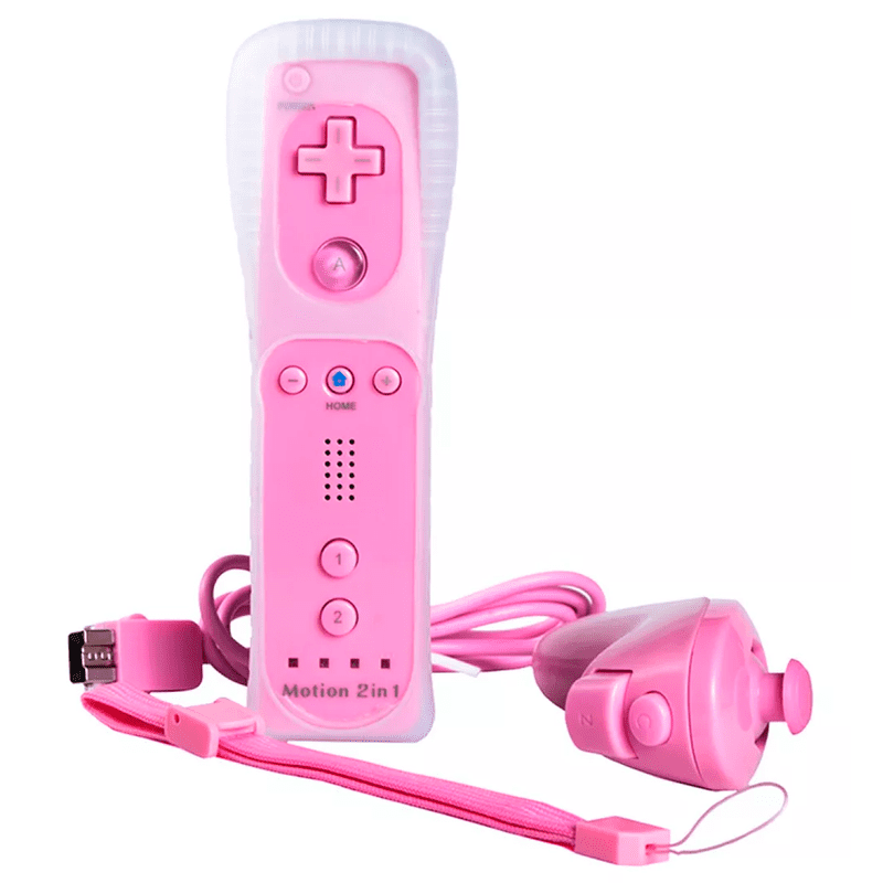 Control Wii Remote Motion Plus Interno + Nunchuck Rosa + Funda Virtual ...