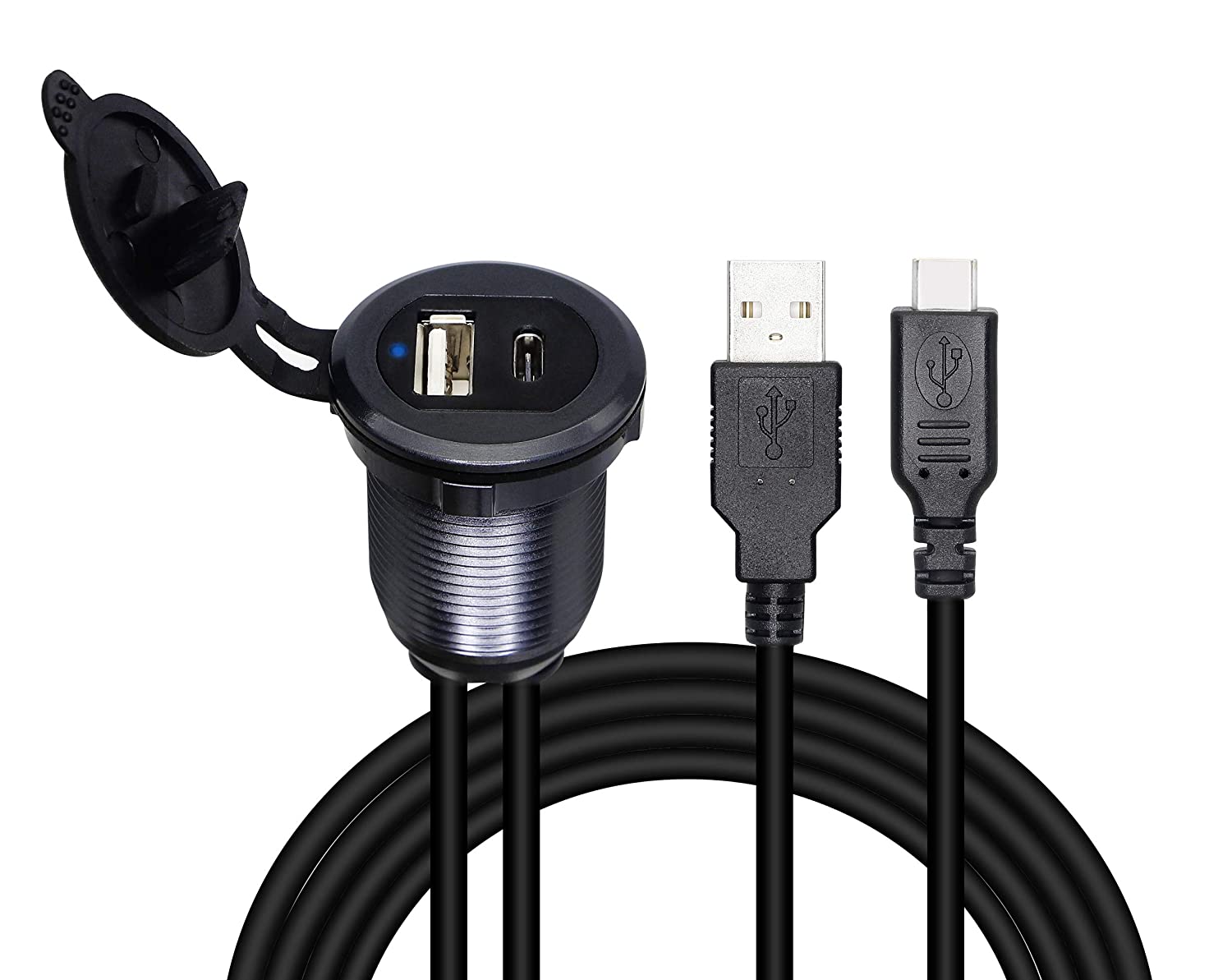 USB C & USB A 2.0 Flush Mount Cable Installation Without Screws, 3ft ...