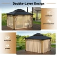 COSIEST Cedar Wood Gazebo 10x12FT, 2-Tier Metal Hard Cover Pavilion ...