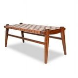 Mid Century Modern Sam Teak Tan Brown Bench - Walmart.com
