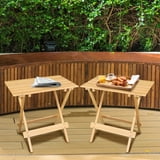 Portable Solid Wood Folding Side Table 2-Piece Set - Natural - Walmart.com