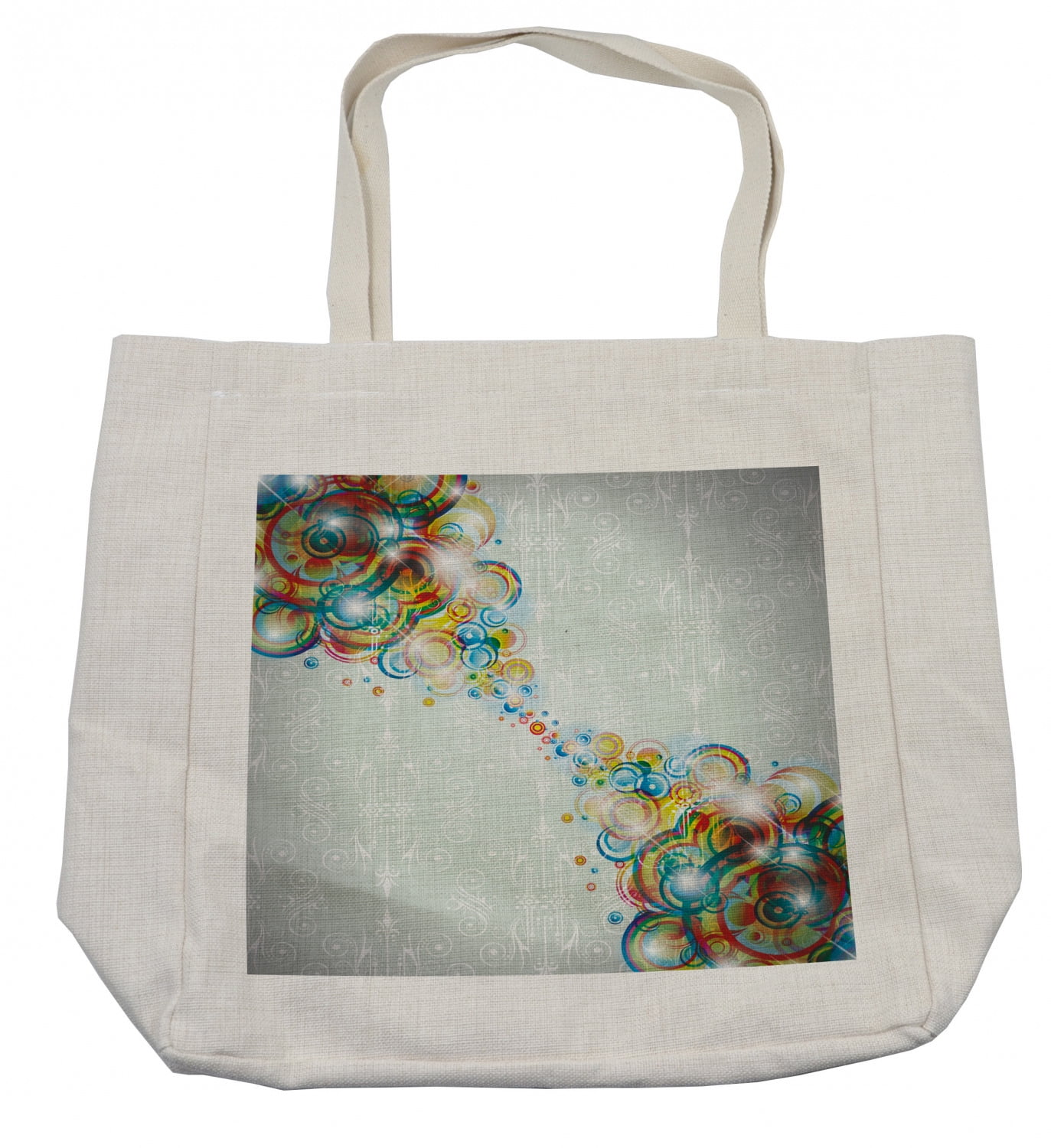 Abstract Shopping Bag, Modern Design Rainbow Like Waves and Circles ...