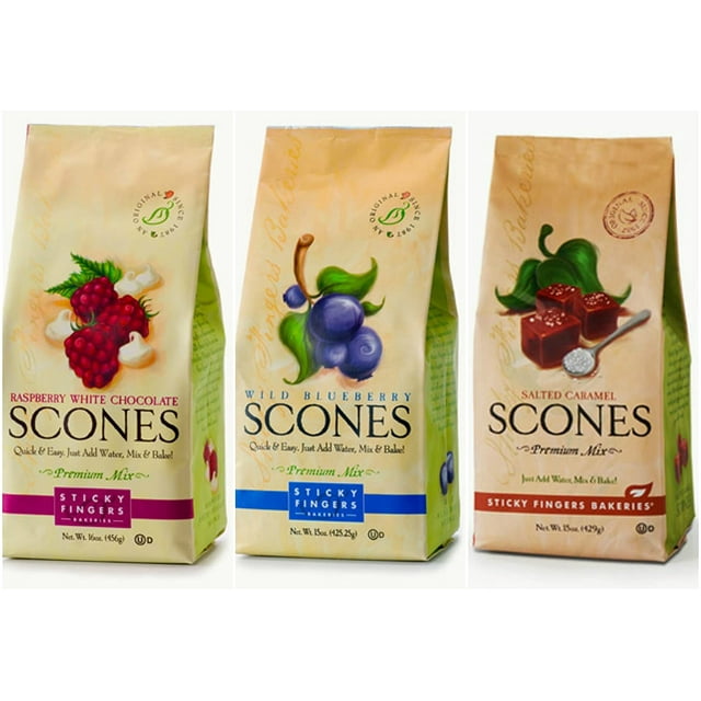 Sticky Fingers Scone Mix Variety Pack in 3 Flavors: (1) Salted Caramel ...