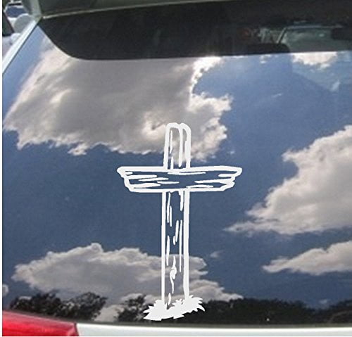 Decal ~ WOODEN CROSS ~ WALL OR AUTO DECAL 10" x 6" (White) - Walmart.com