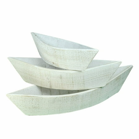 Boat Shape Wooden Planter, White, Set Of 3 - Walmart.com