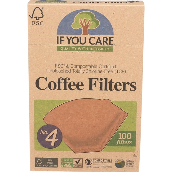 If You Care 4 Unbleached Coffee Filters, 400 Count, Compostable ...
