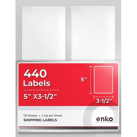 enKo - 3-1/2 x 5 Inch Label - White Blank - 4 Up Per Sheet Shipping ...