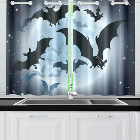 Vampire Bats Window Curtain Kitchen Curtain 65x90 Cm Two Piece ...