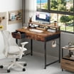 Uforic 40" Computer Desk with Monitor Stand & 3 Drawers, Modern Small ...