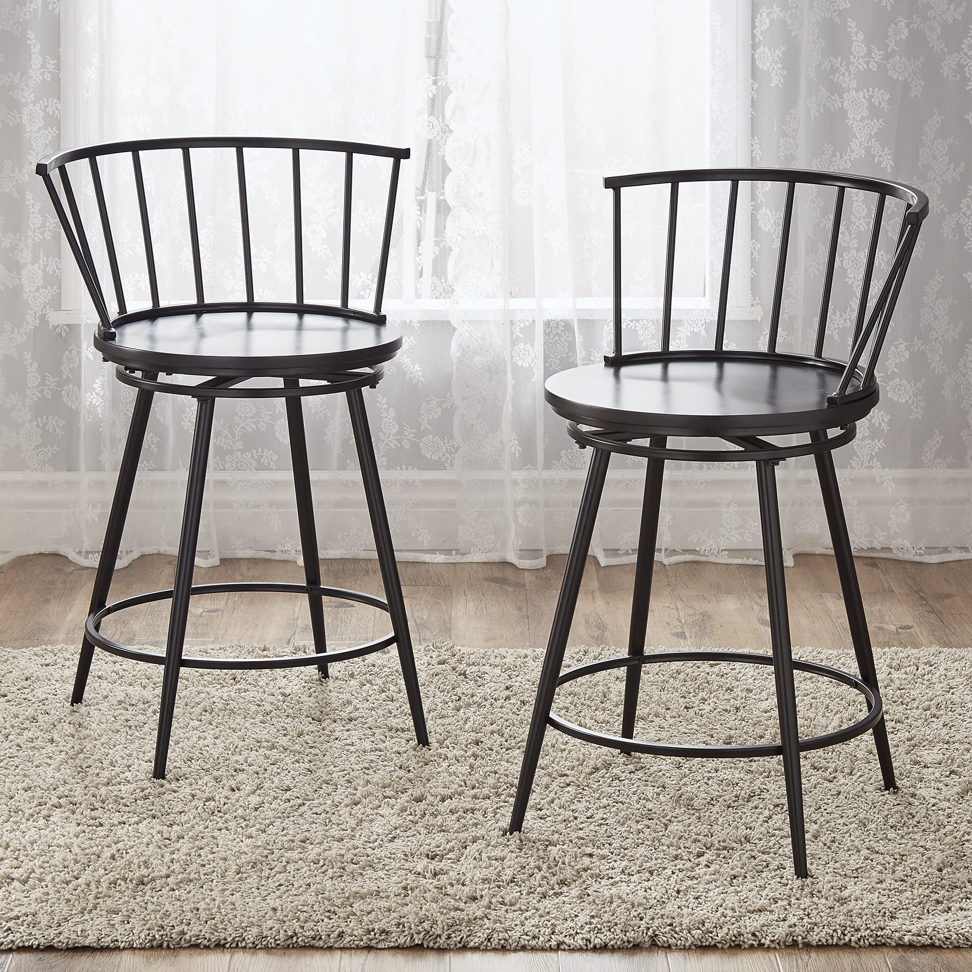 Weston Home Castor Windsor Swivel Counter Stools with Low Back, Set of ...