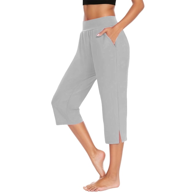 Bmisegm Stylish Women's Casual Pants Summer Capris Lightweight Stretchy ...