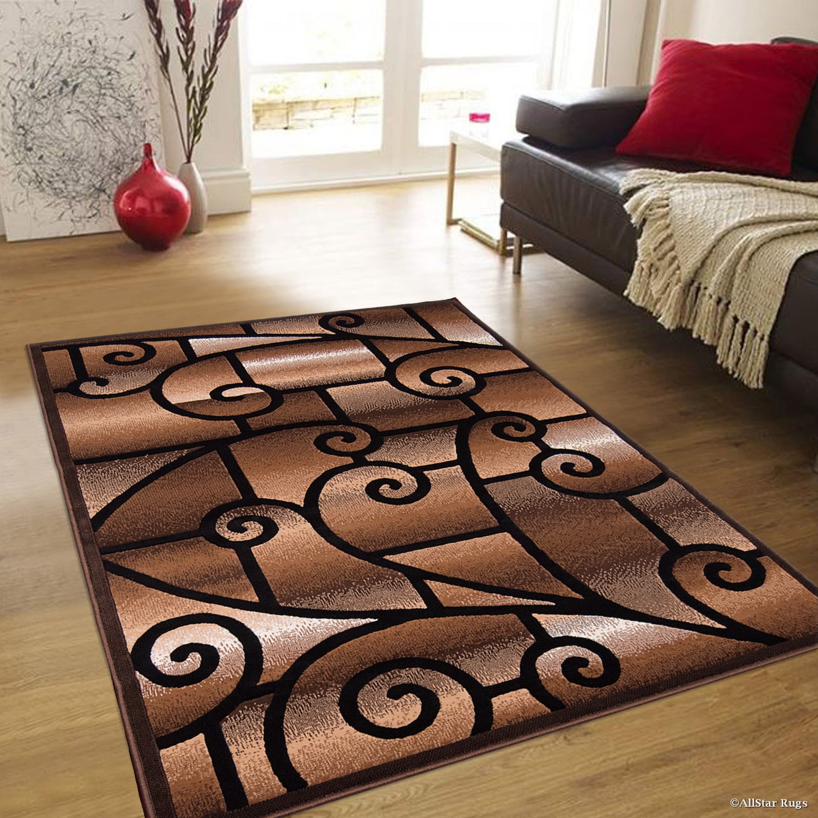 Allstar Brown Abstract Modern Area Carpet Rug (7' 10" x 10' 2 ...