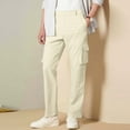 Erwazi Men's Solid Cargo Pants Zipper Button Relax Fit Casual Trousers ...