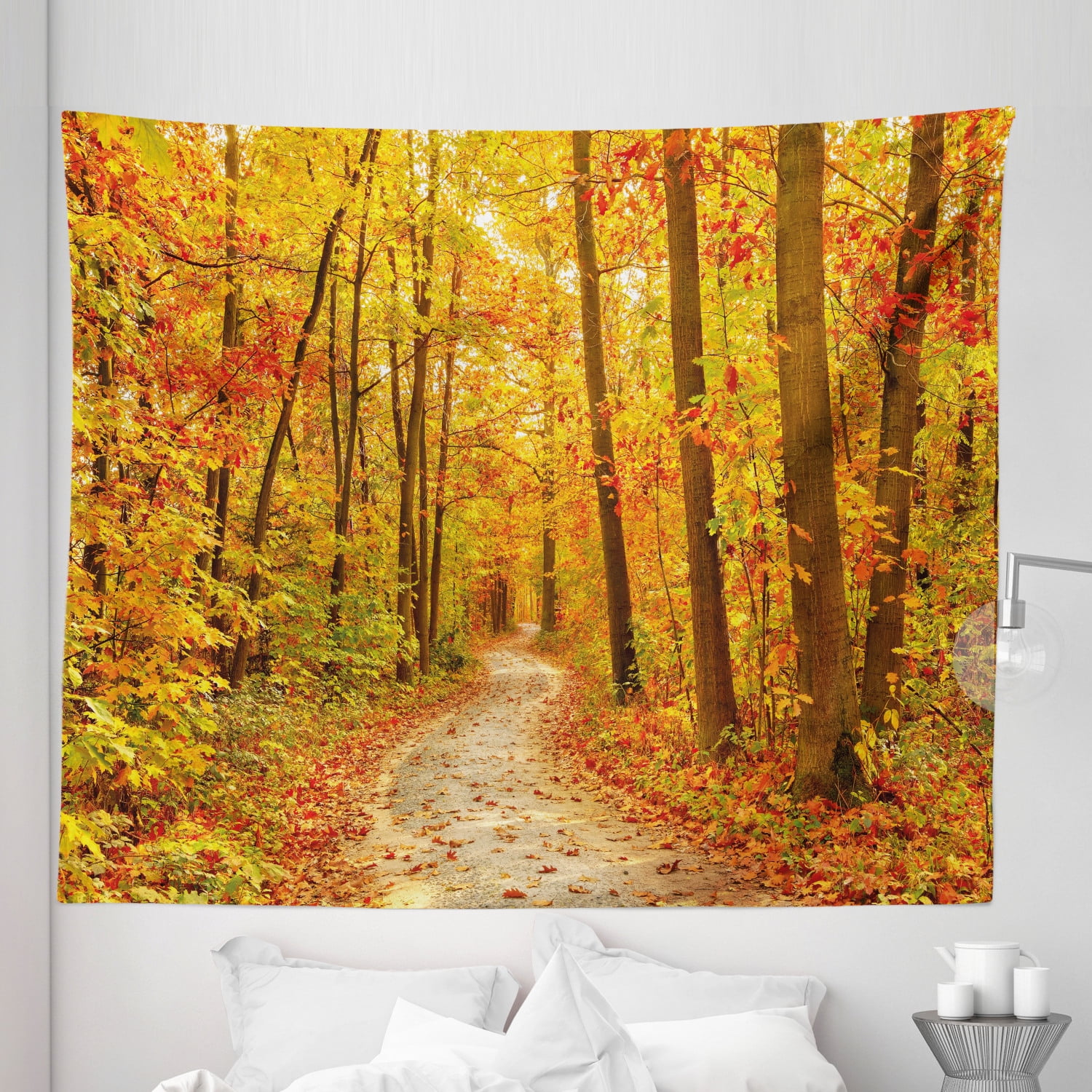 Fall Tapestry, Deciduous Trees Seasonal Leaves Pathway Wilderness ...