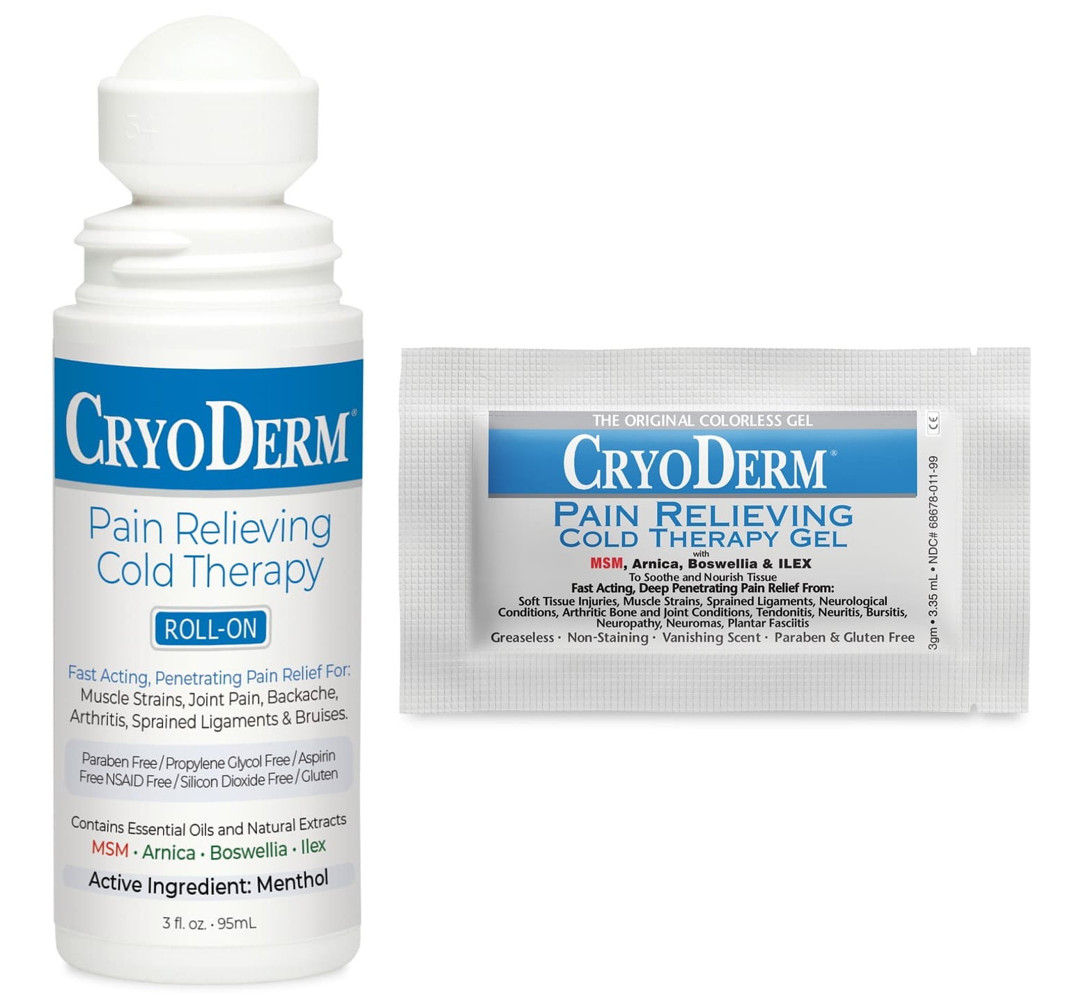 Buy CryoDerm Combo Package Cold Therapy 3 oz Roll-On & 12 Packets ...