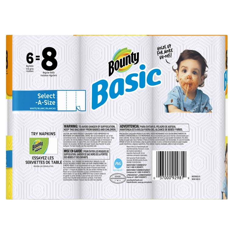 Bounty Basic Paper Towels 8 Rolls