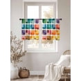 Colorful Geometric Sheer Curtains 45 Inch Length 2 Panels Set, Abstract ...