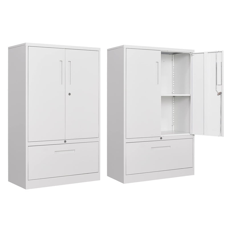 MIIIKO Metal Storage Cabinet with Drawers, 51" File Cabinets for Home ...
