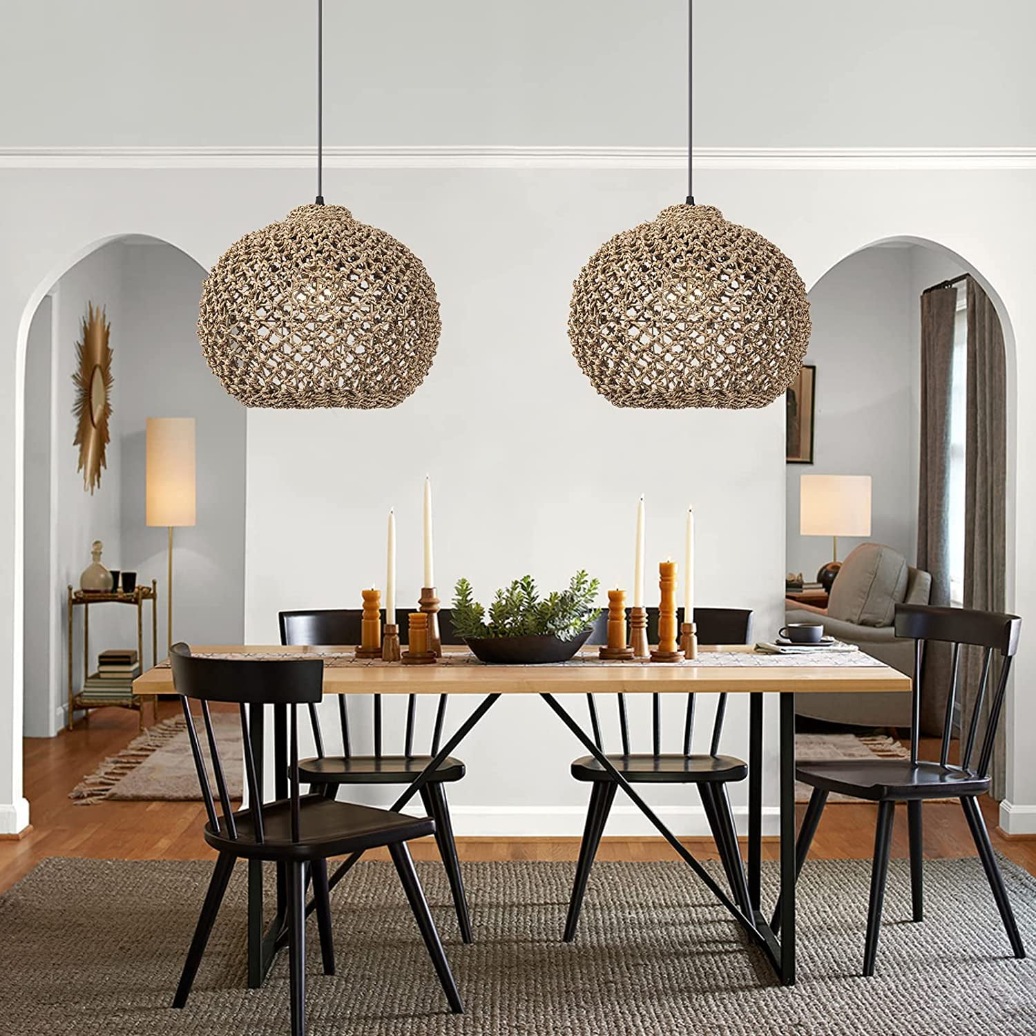 Arturesthome Rattan Woven Pendant Light Shades, Hand-Woven Ceiling Chandelier, Handmade Hanging ...