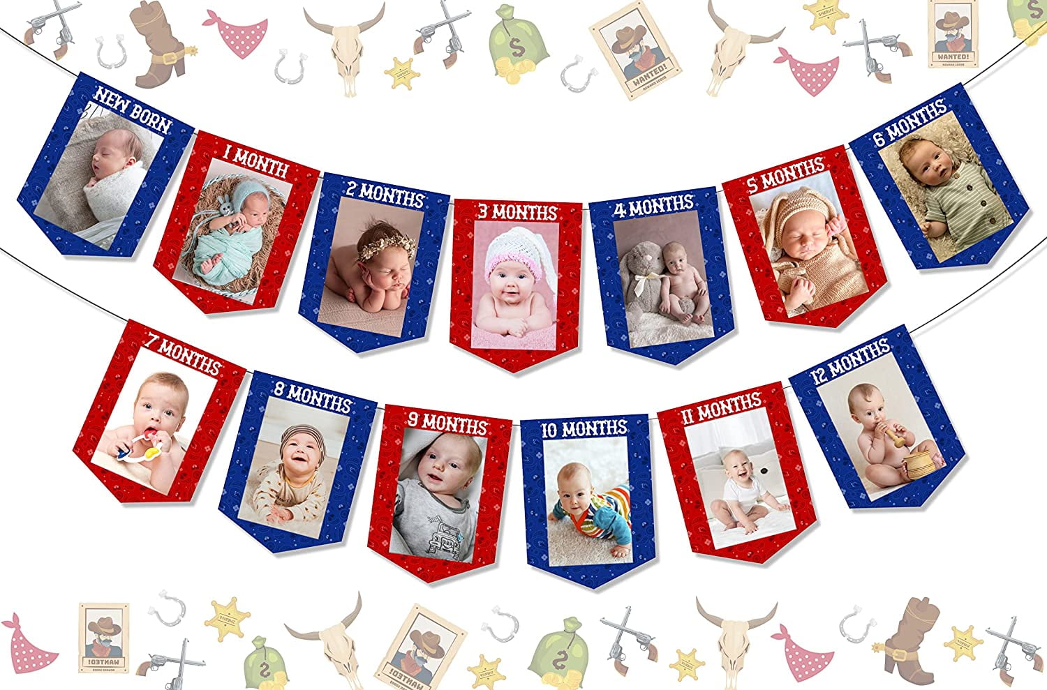 First Rodeo Party decorations Western Cowboy Photo Banner for Boys Blue ...