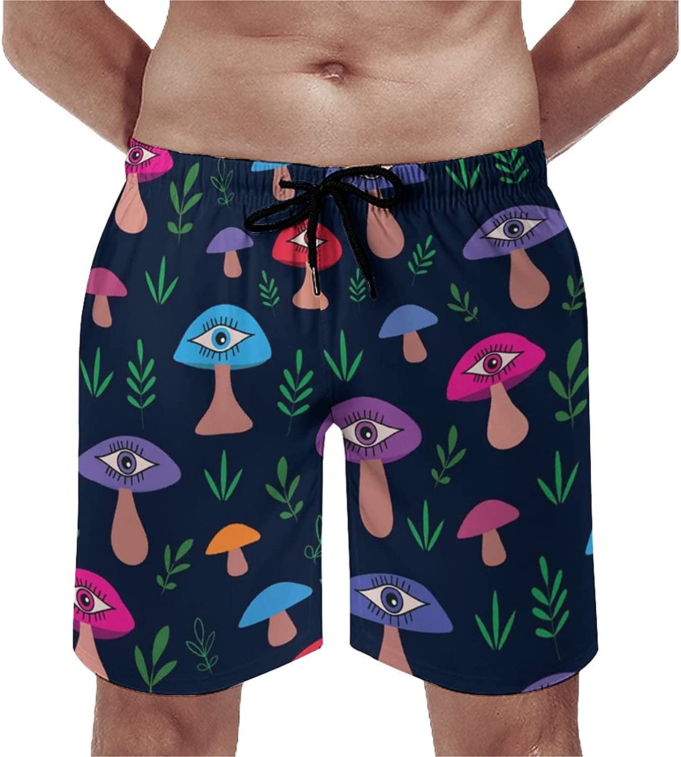 Men's Trippy-Mushroom-With-Eyes Swim Trunks Quick Dry Bathing Suit ...