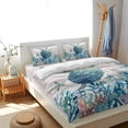 4 Piece Duvet Cover Set Full, Watercolor Sea Turtle on Farm Wood Soft ...