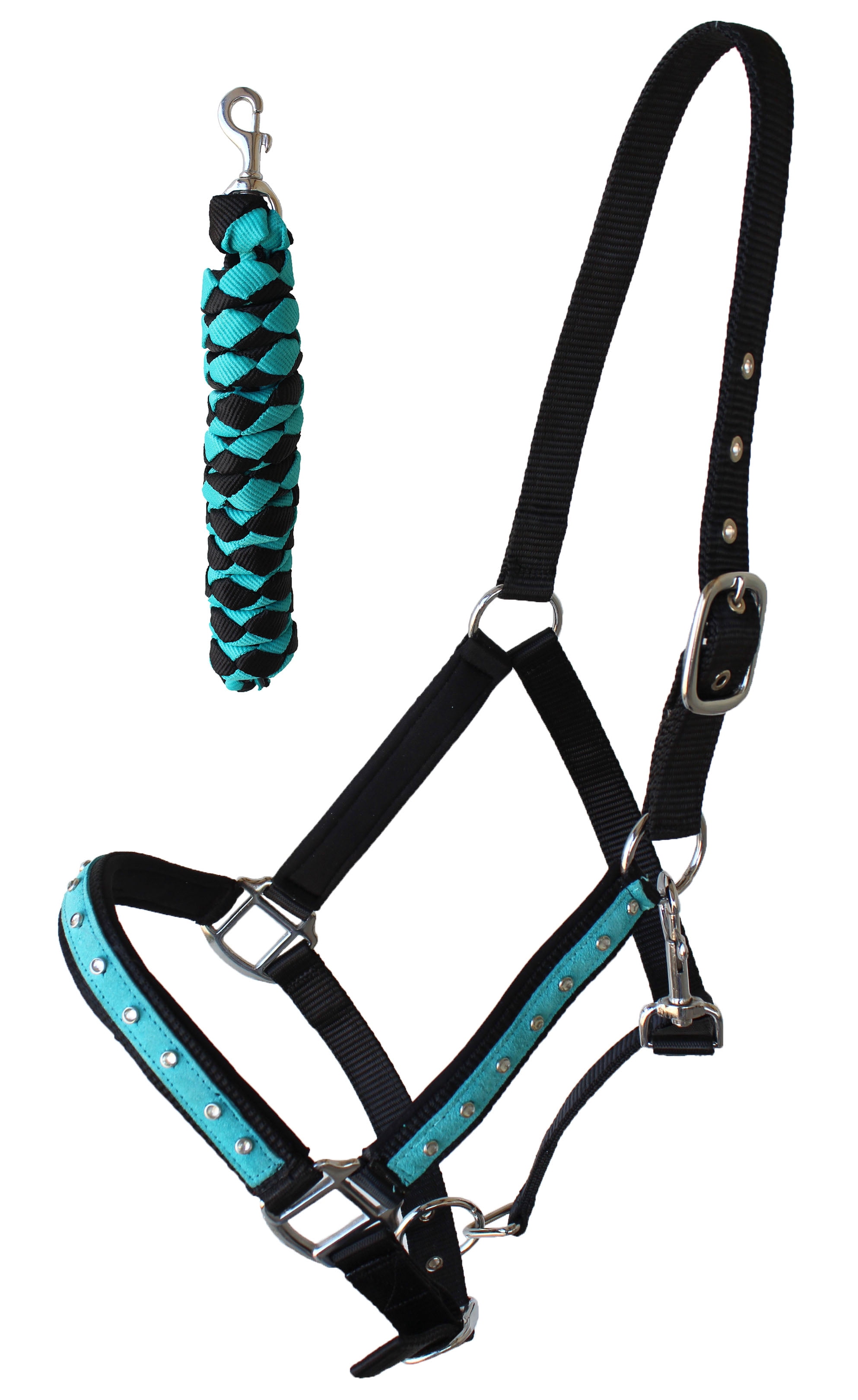 Nylon Horse Nylon Padded Halter with SS Hardware Lead Rope Tack ...