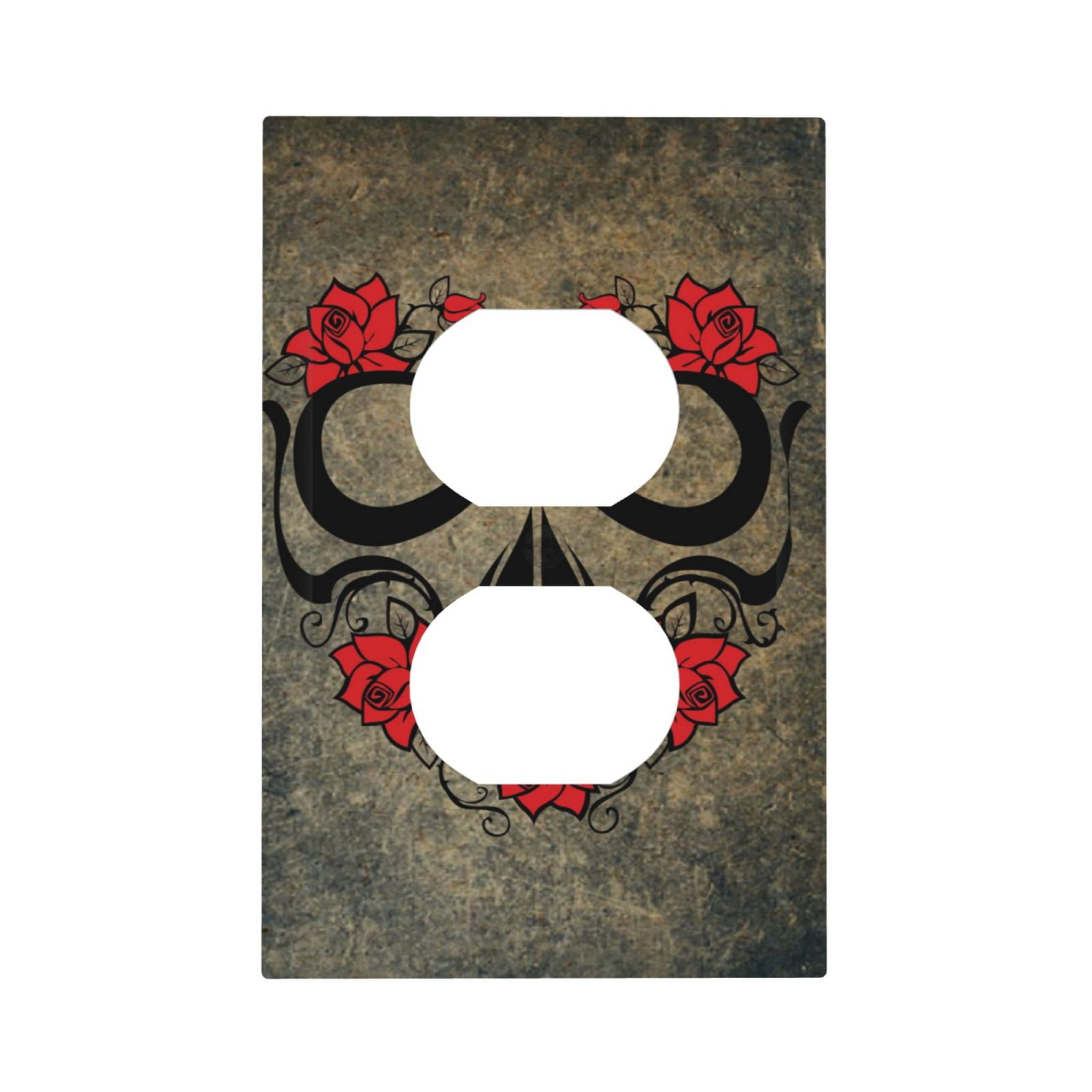 DouZhe 1-Gang Duplex Outlet Cover, Rose Skull Death Bone Decorative ...