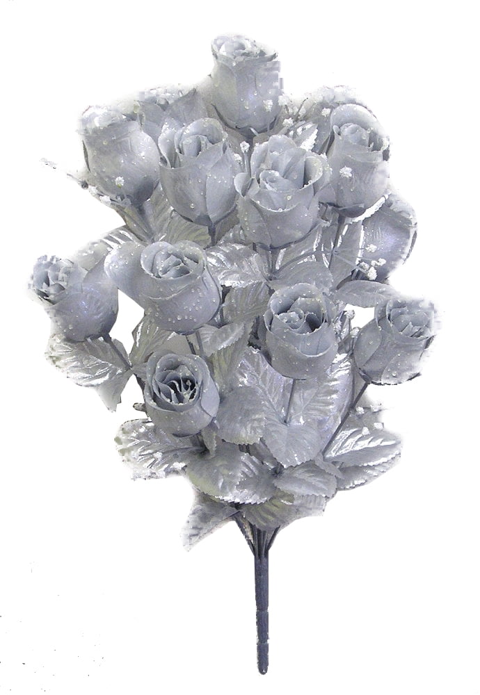 Admired By Nature 14 Stems of Blossoms Rose Flower Bush, Silver ...