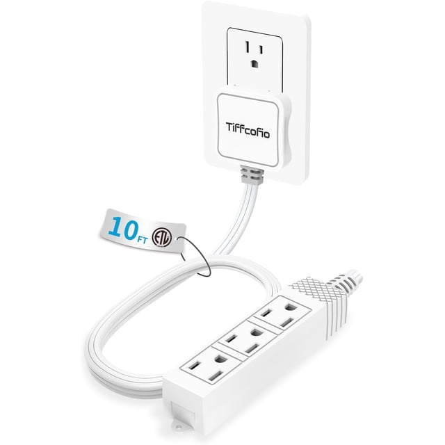 shiyou-TiFFCOFiO Flat Plug Outlet Strip, 10 Feet Extension Cord 3 Prong ...