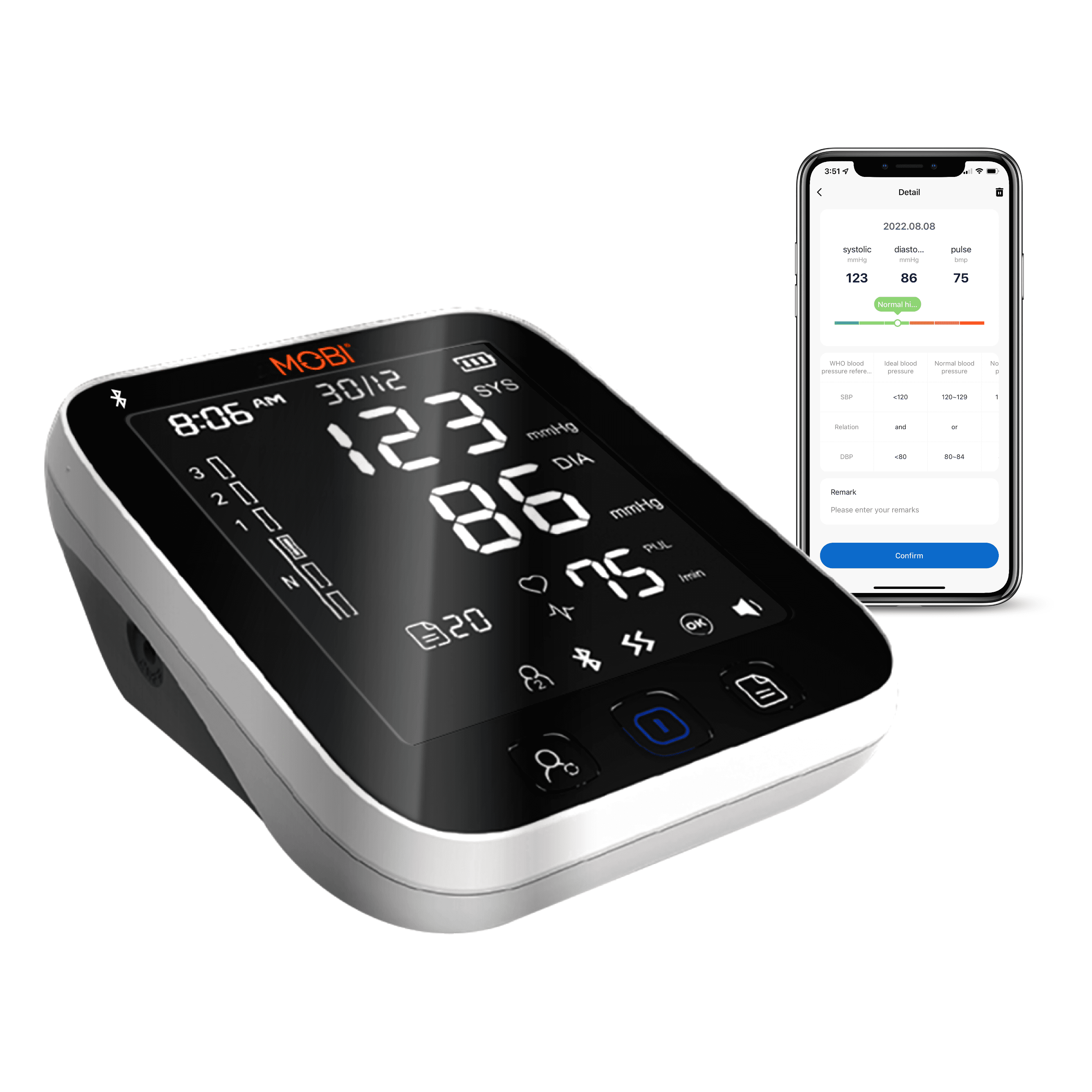 Buy MOBI CONNECT Smart Bluetooth Blood Pressure Monitor Automatic Blood ...