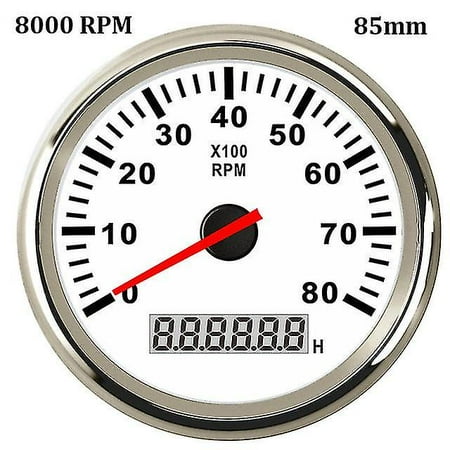 8000 Rpm Tachometer Boat Car Marine Tacho Gauge With Lcd Hourmeter 85mm ...