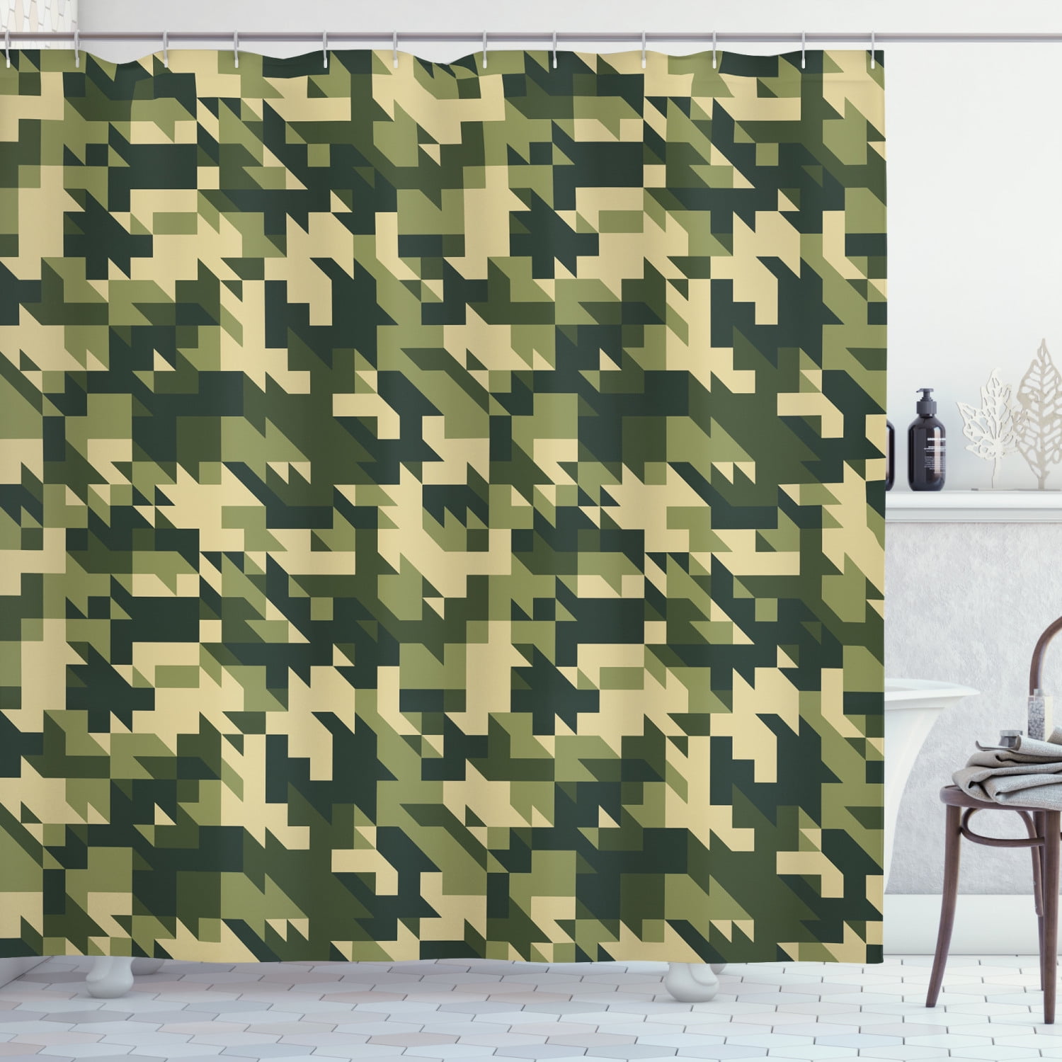 Camo Shower Curtain Abstract Camouflage In Forest Colors Jungle