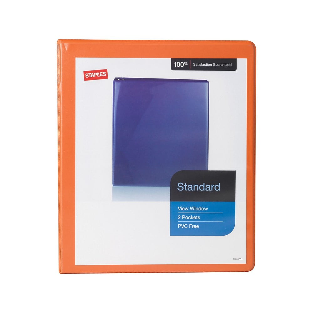 Staples Standard 1/2" 3-Ring View Binder Orange (26430-CC) 82617 ...