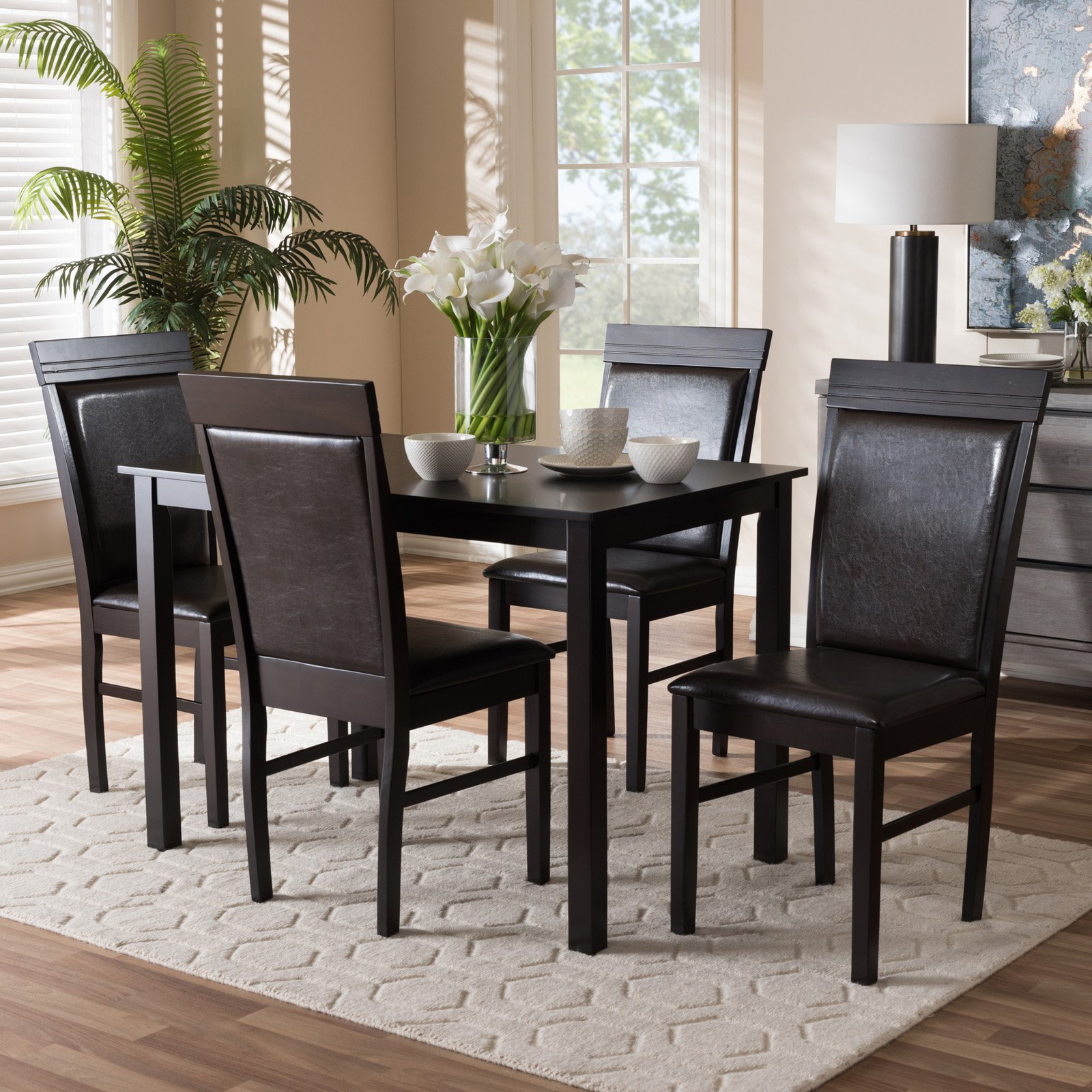 Baxton Studio Thea 5 Piece Rectangular Dining Set - Walmart.com