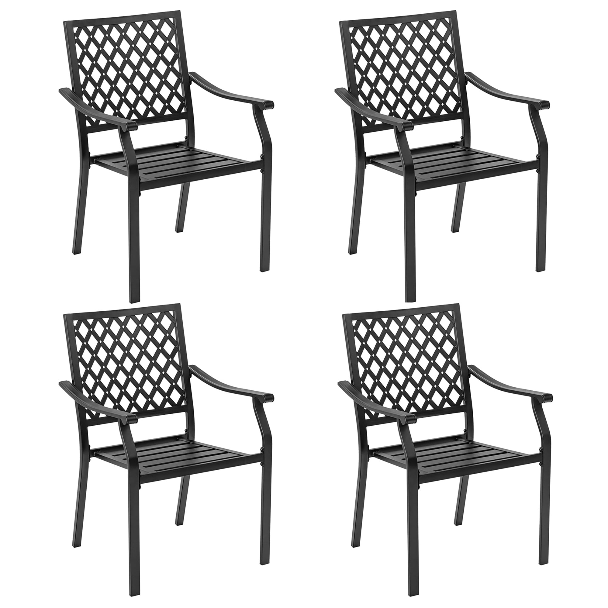 Click here for Costway Set Of 4 Patio Dining Chairs Stackable Met... prices