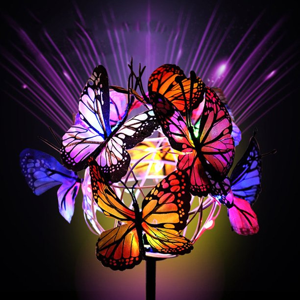 AMERTEER Solar Butterfly Lights 2 Pack Outdoor Solar Stake Lights with ...