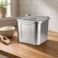 Lazsy Stainless Steel Bucket Attached Lid Square Steel Bucket Flat ...