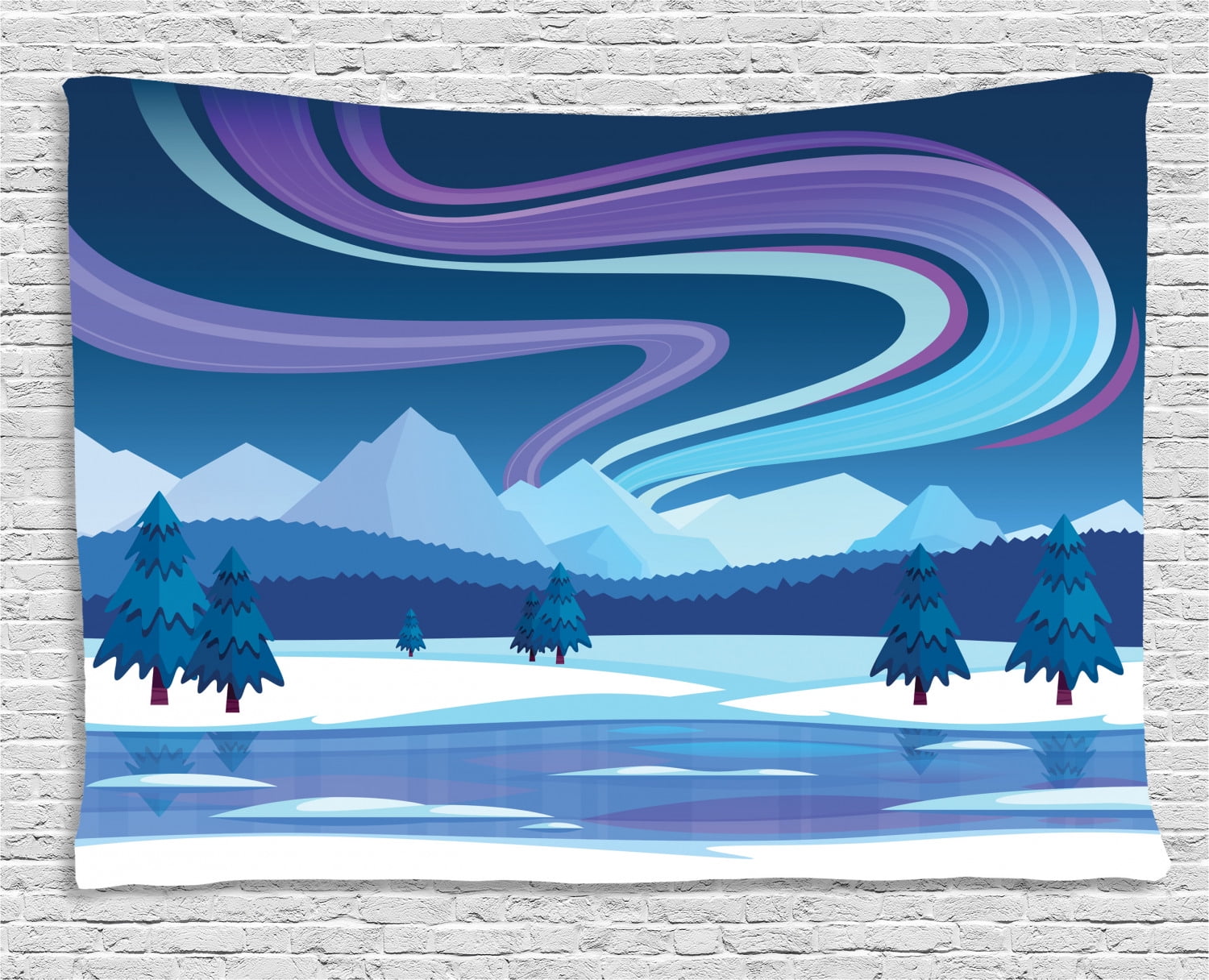 Northwoods Tapestry, Aurora Borealis Composition Countryside Elements ...