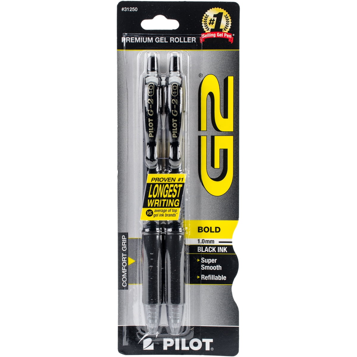 Pilot G2 Premium Gel Roller Pen Bold 1.0 2/Pkg-Black | Walmart Canada