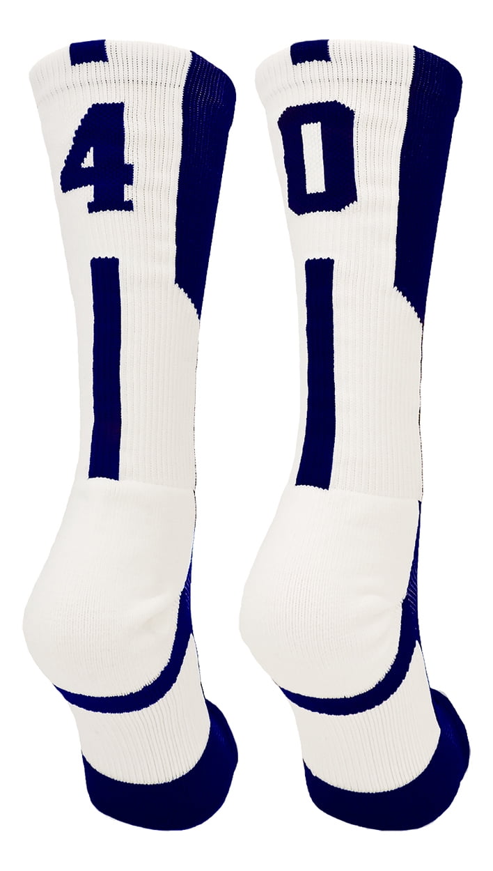 Player Id Navy/White Number Crew Socks (#40, Small) - #40,Small ...