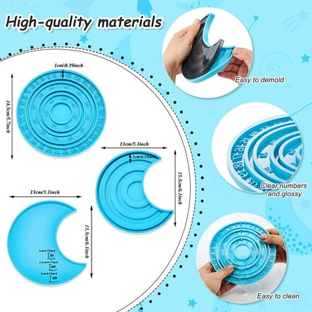 3 Pieces Moon Perpetual Calendar Mold Silicone Calendar Mold Wall ...