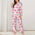 Disketp pink polka dot bows Pajamas Set Long Sleeve Sleepwear Womens ...