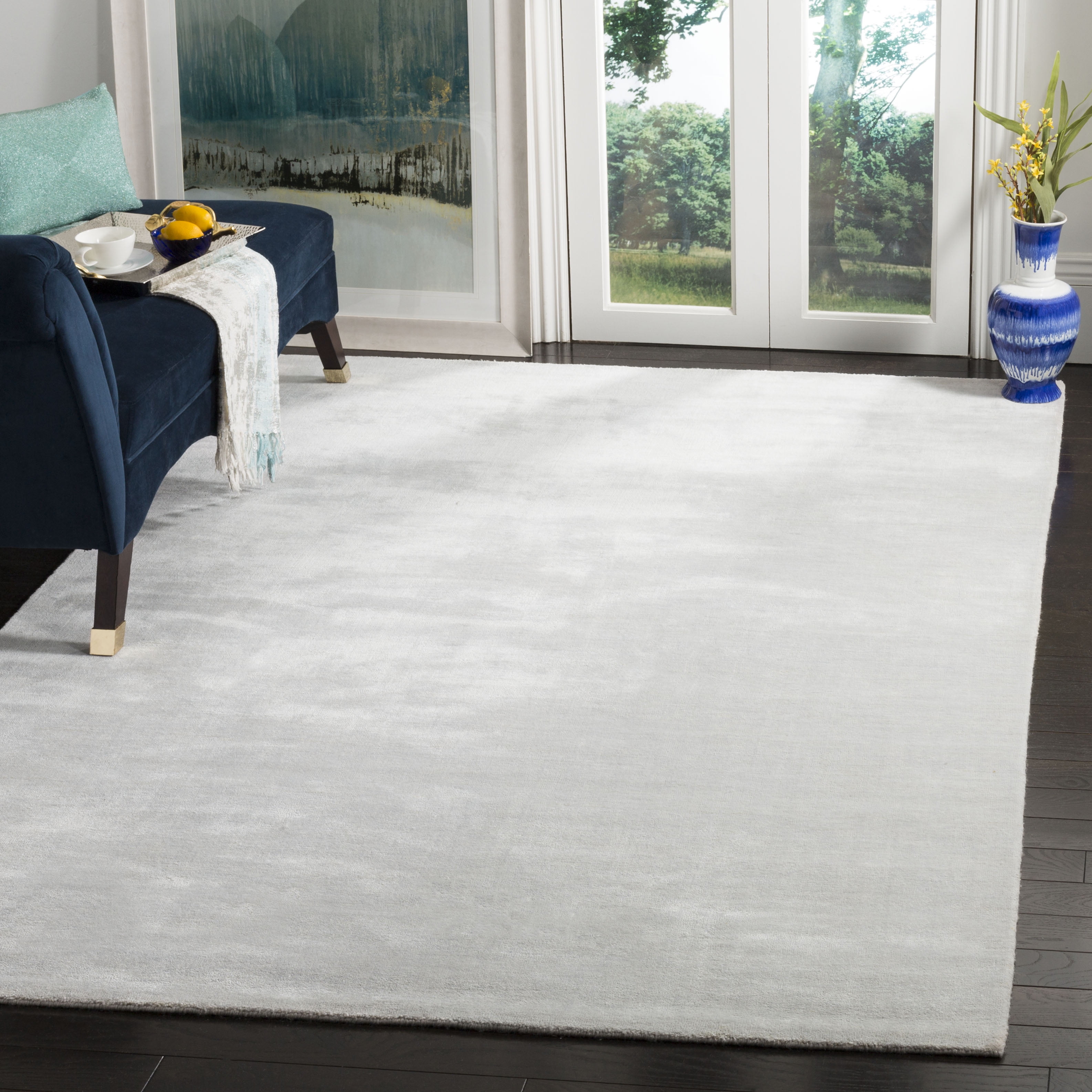 SAFAVIEH Mirage Celandine Solid Area Rug, Silver/Grey, 8' x 10 ...