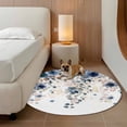 4ft Round Rug Navy Blue Flowers Area Rugs for Living Room Bedroom ...