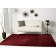 SAFAVIEH August Carlene Solid Plush Shag Area Rug, Burgundy, 5' x 5 ...