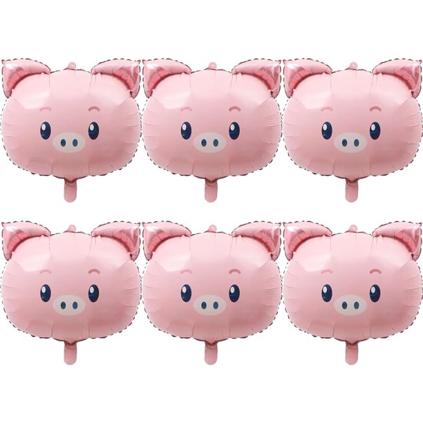 Pig Balloons 6 Pcs Foil Helium Pig Shaped Animal Party Balloons Cartoon ...